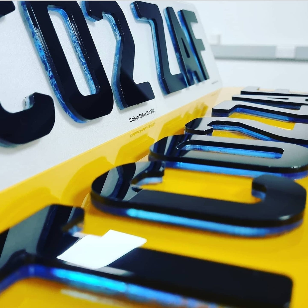 Our stunning neon 4D plates with blue underneath – Crystal Plates